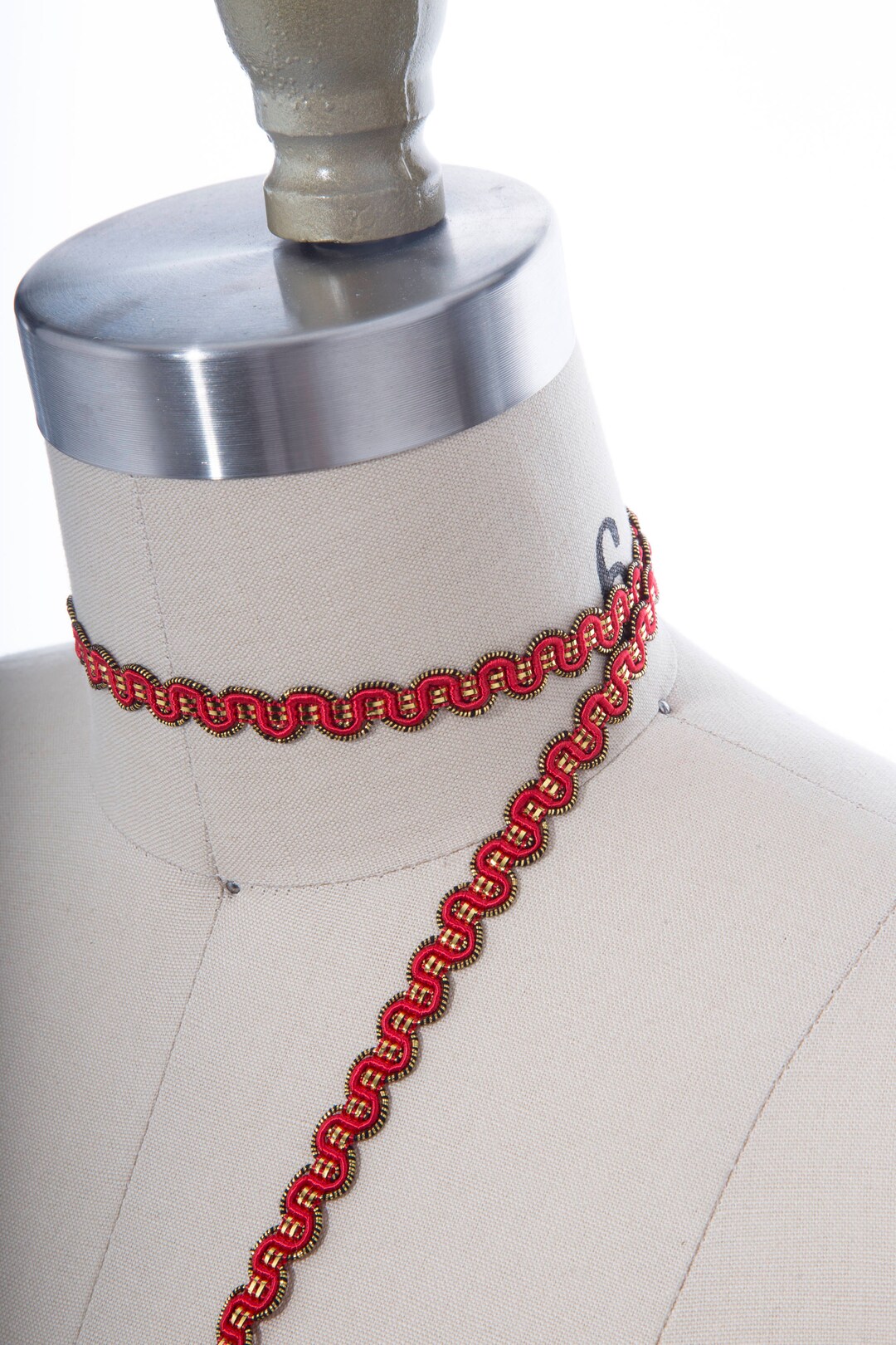 2 Yards Candy Red Gimp Trim/ Red and Gold Trim/ Red and Gold Upholstery ...