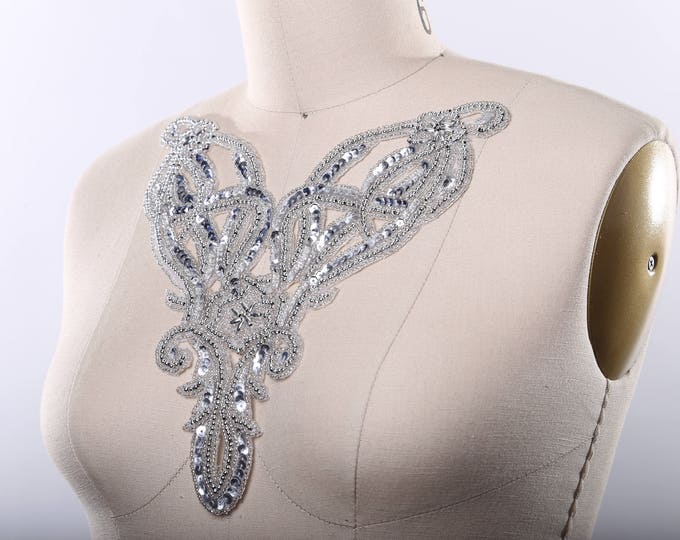 Metallic Silver Applique/ Silver Lace Applique/ Gray Metallic - Etsy