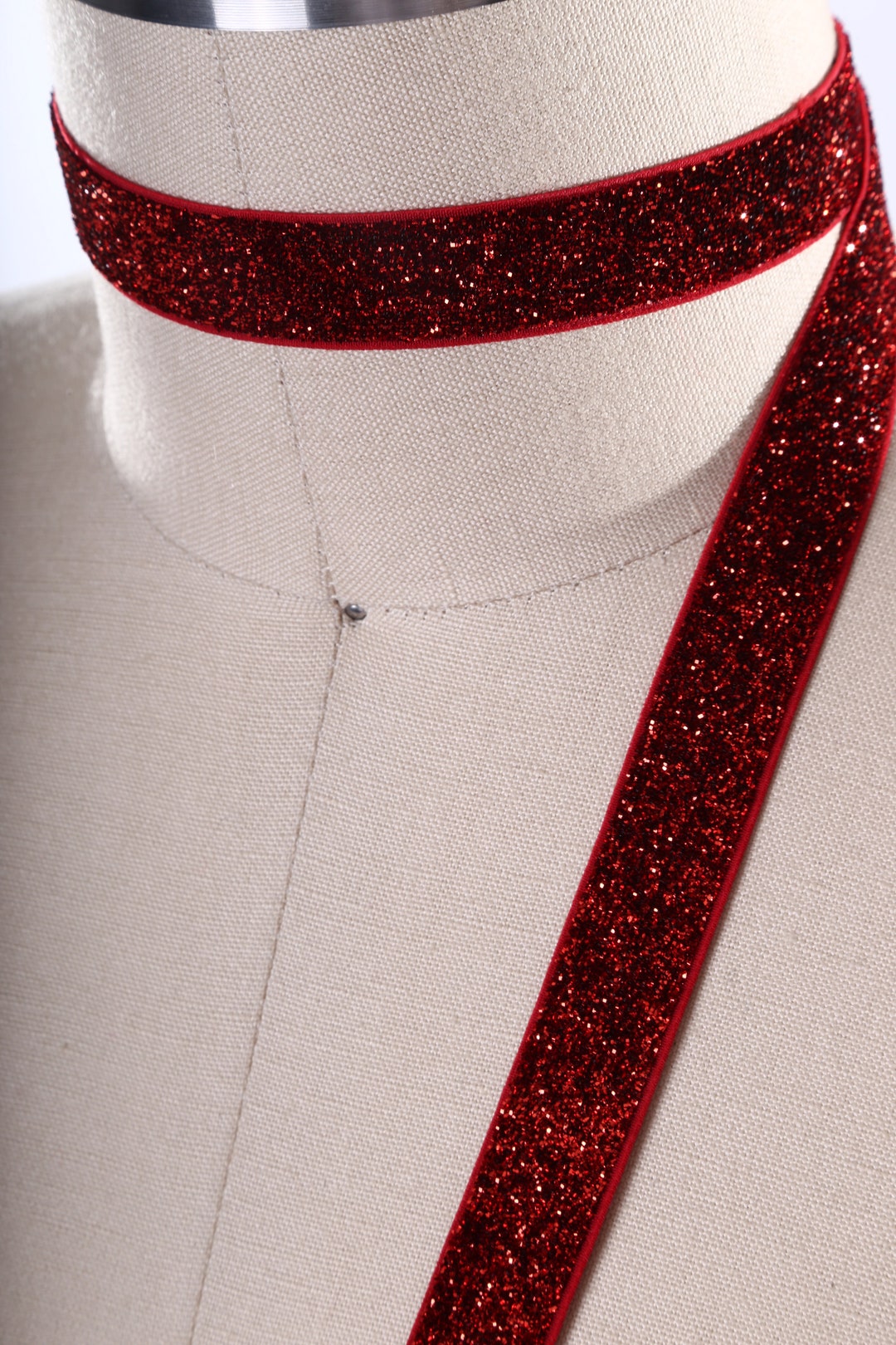 Red Glitter Elastic 2 Yards/ Scarlett Elastic Trim/ 15mm / 5/8 Elastic ...