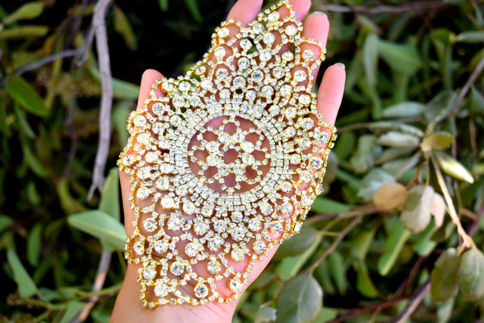 Gold Rhinestone Applique. Antique Gold Backing With Lusty - Etsy
