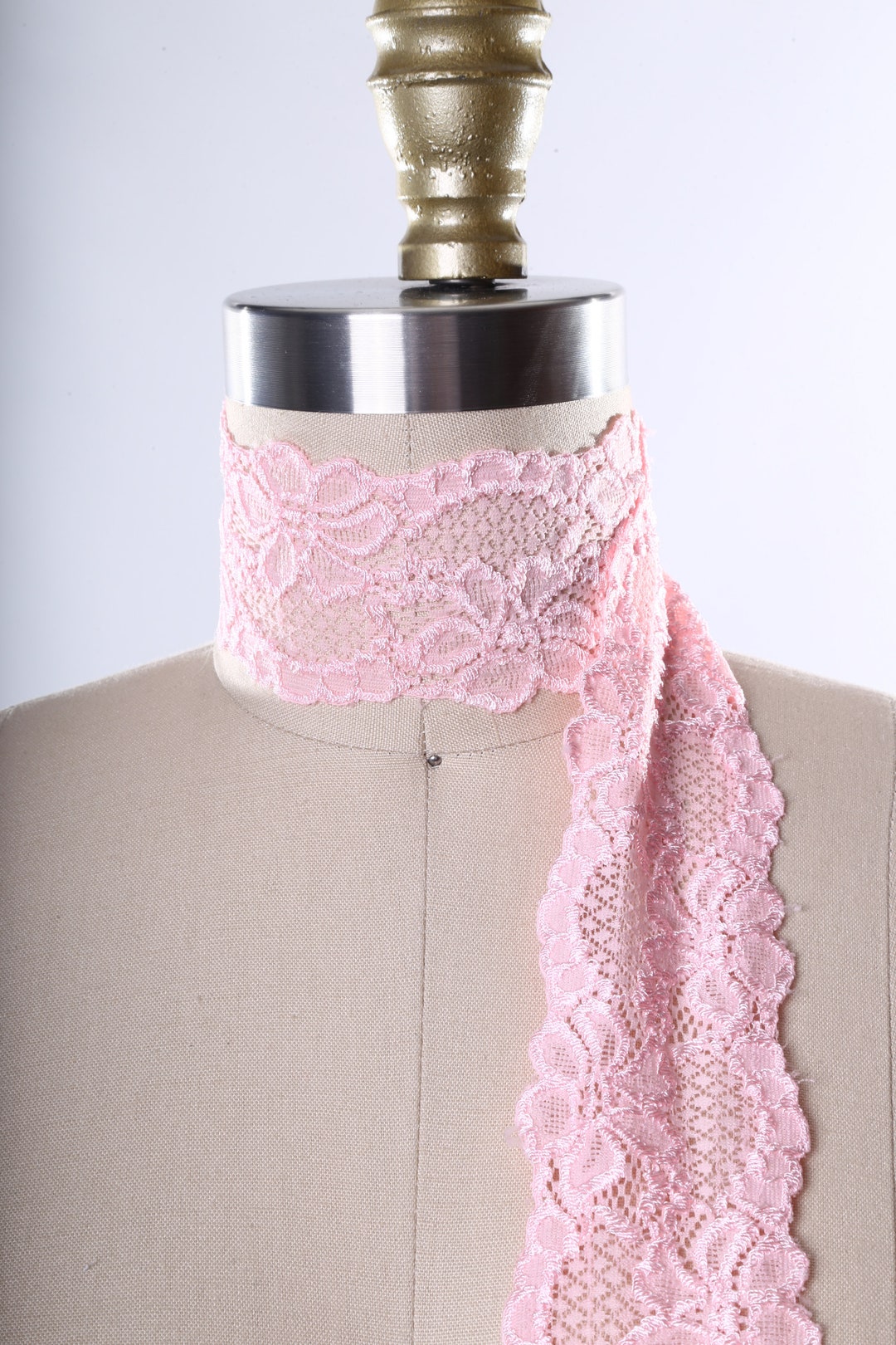 Ribete de encaje elástico floral rosa: 2,5" de ancho, 2 yardas - Etsy ...