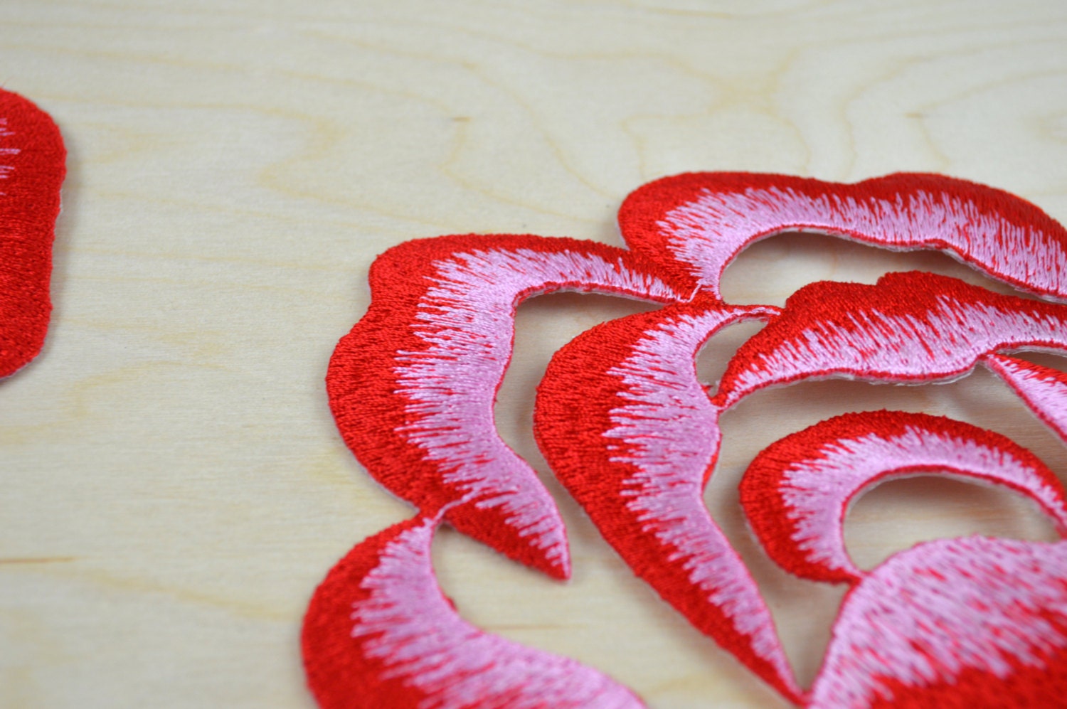 Flower Applique 2 Red Flower Patch/ Pink Flower Patch Red and | Etsy