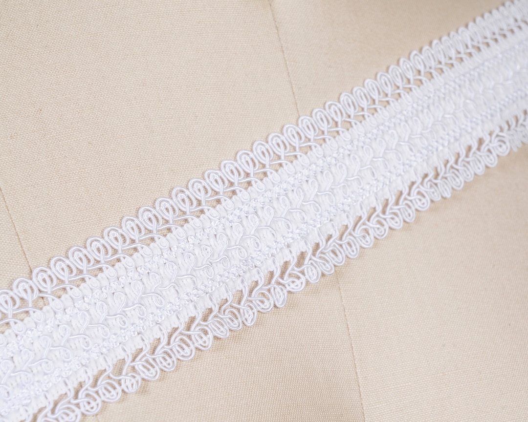 White Gimp Trim 2" White Upholstery Trimming / Loops and Braided White ...