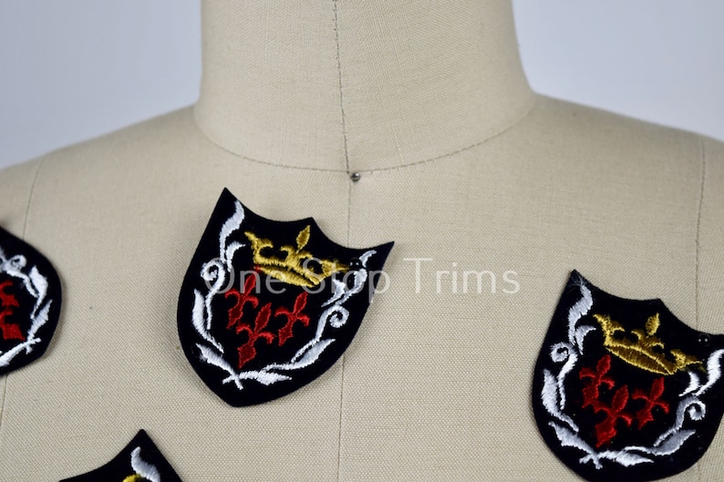 Black Crest Patch Labana Royal Black White Red and Gold Crest - Etsy