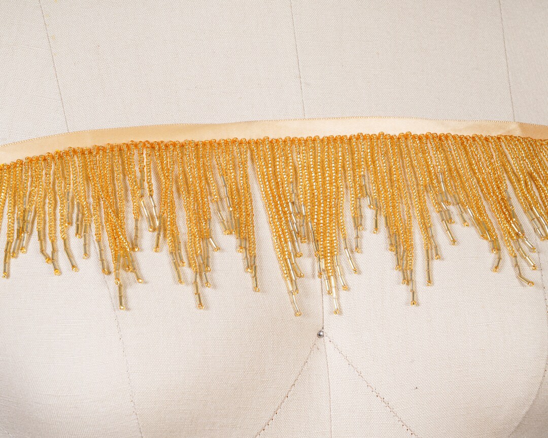 Gold Beaded Fringe Satin Edging Jagged Edging 3" - Etsy
