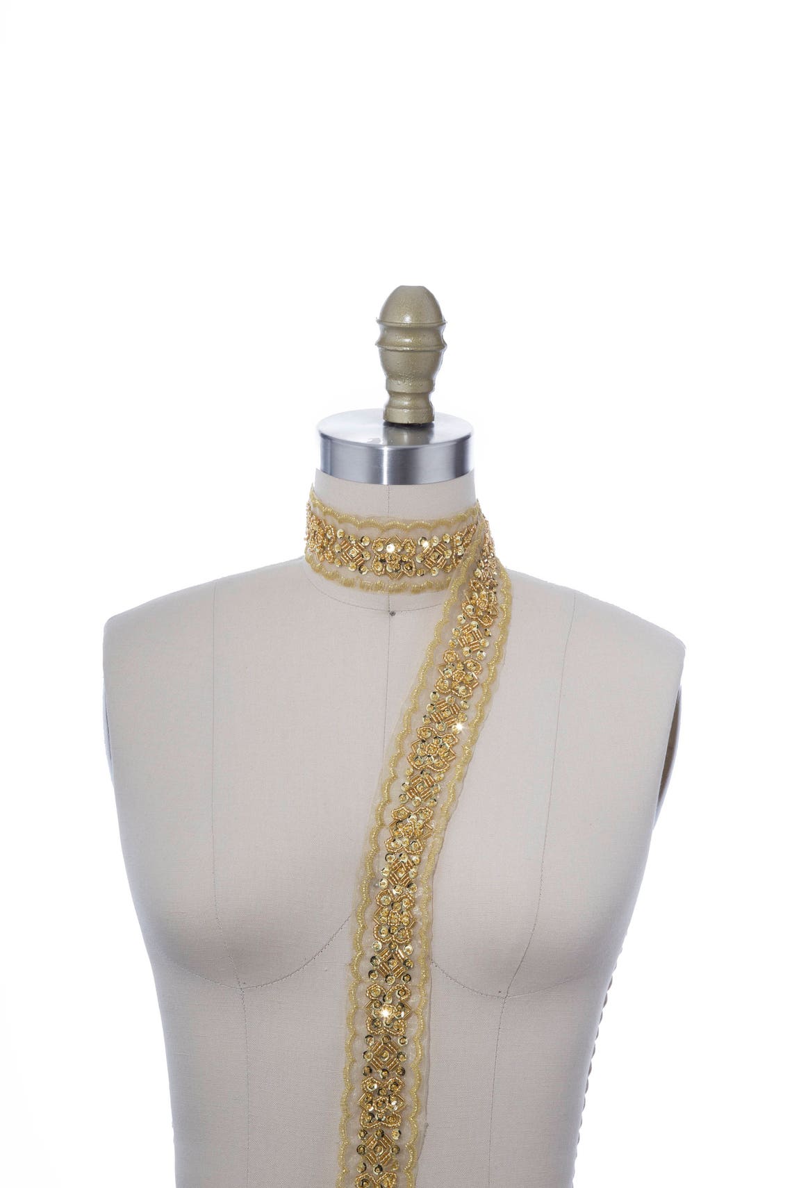 Gold Sequined Lace/ Gold Lace Gold Sequins Bead With - Etsy