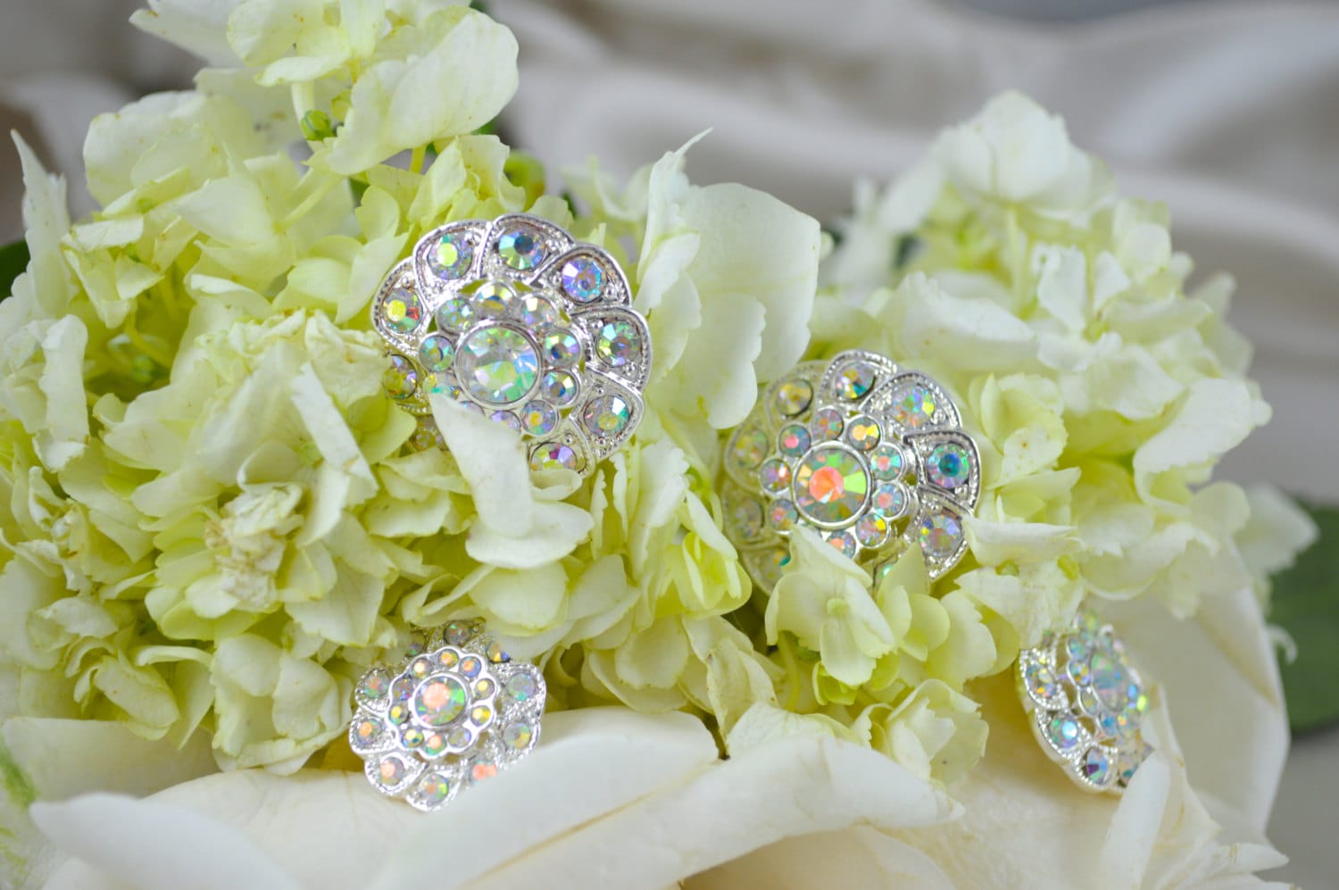 Iridescent Rhinestone Button Silver Rhinestone Button 1 Piece | Etsy