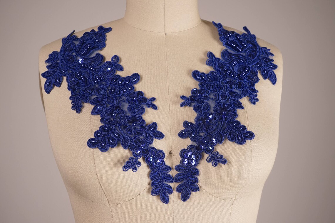 Large Royal Blue Applique/ Beaded Applique in Remarkable | Etsy