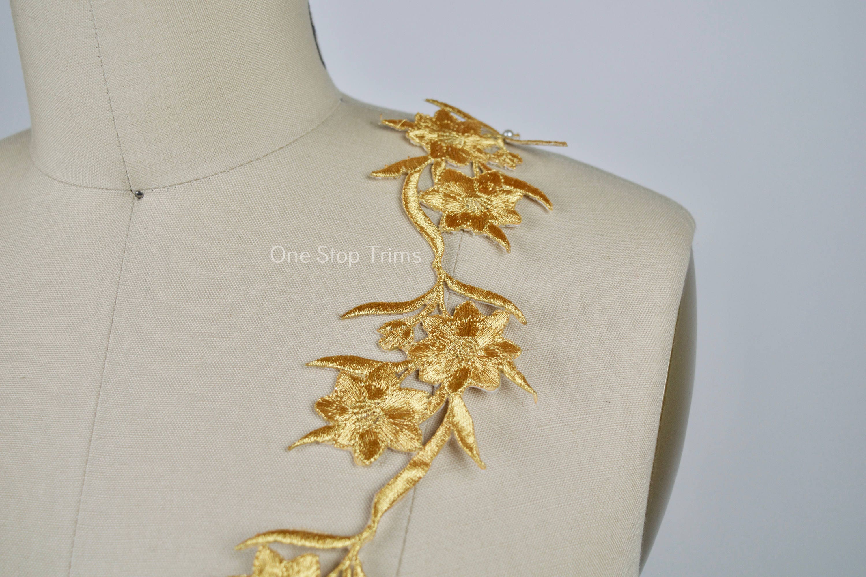 Gold Flower Patch/ Gold Flower Applique / Gold Rose Patch Long | Etsy