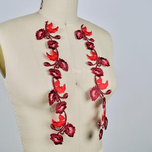 2 Red Flower Patch Burgundy Flower Patch Neat and Elegant Cherry Red ...