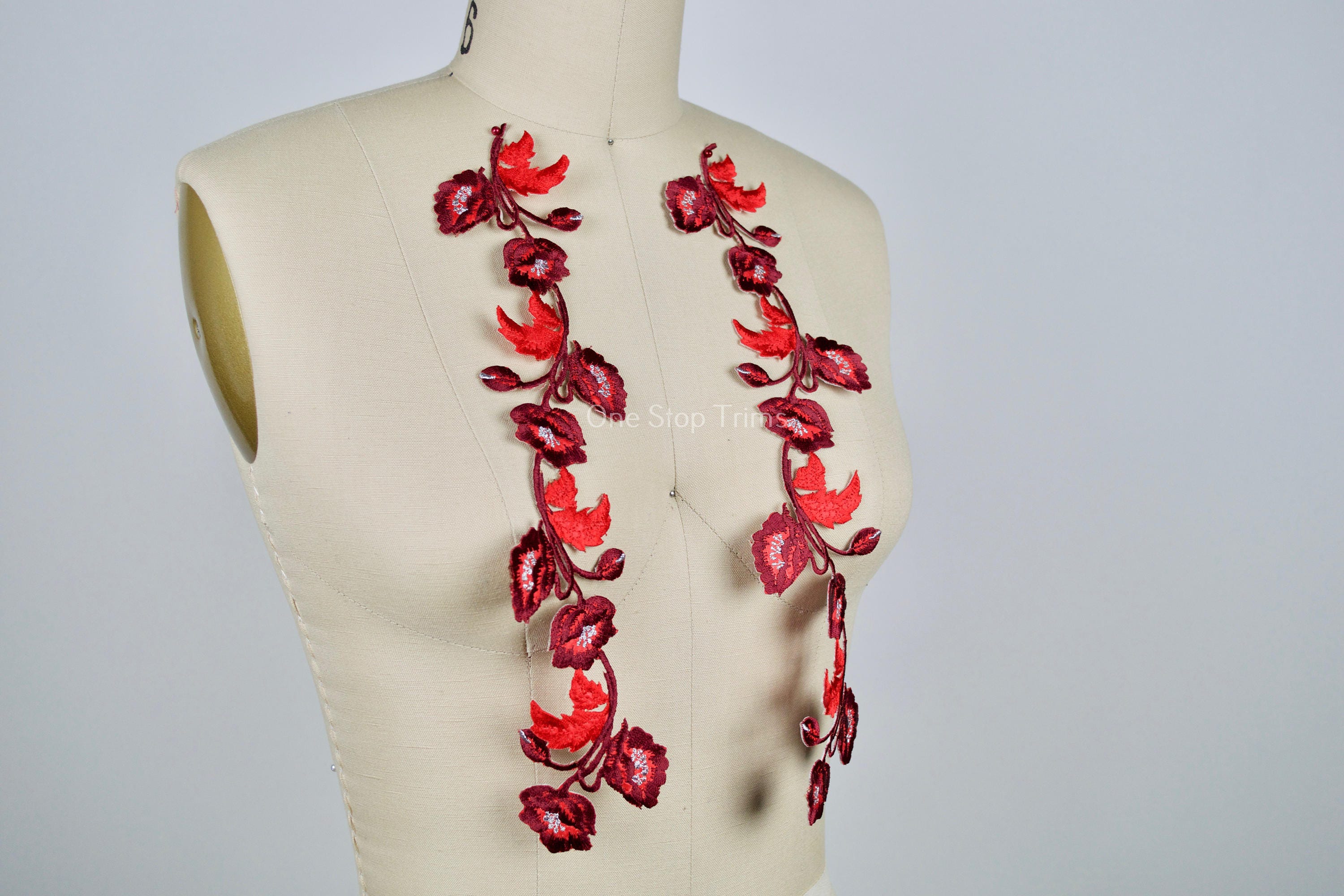 2 Red Flower Patch Burgundy Flower Patch Neat and Elegant | Etsy