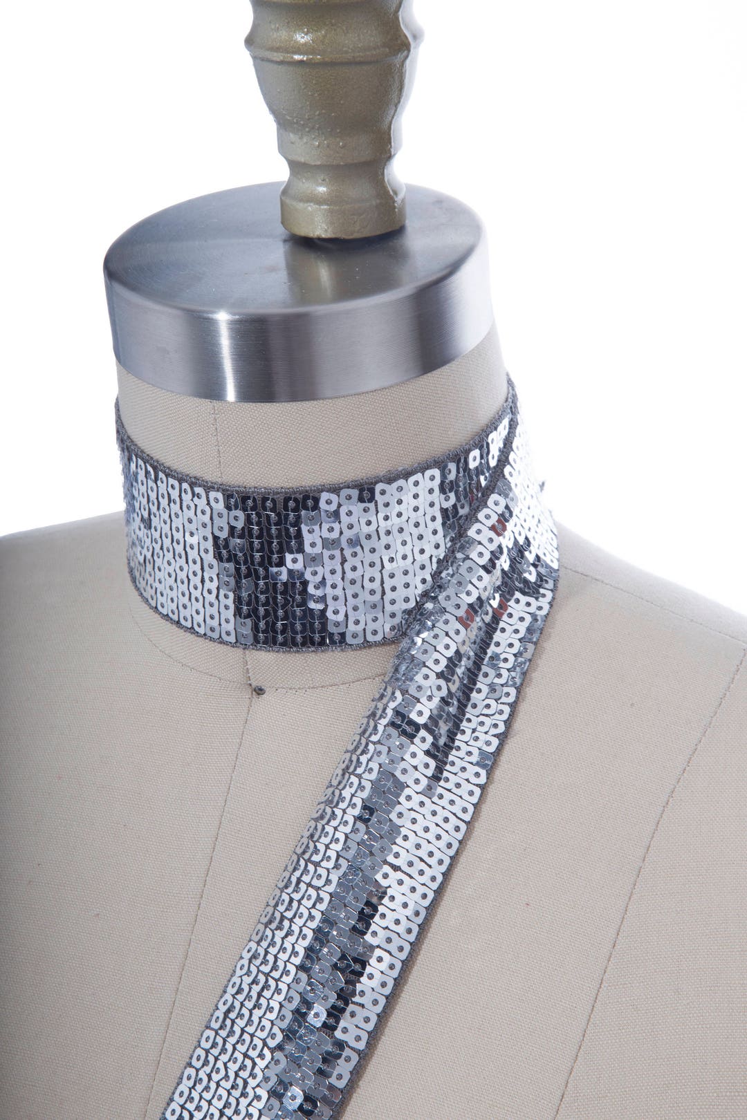 Silver Sequined Ribbon Trim/ 1.75" Silver Square Sequined Trim Lace ...