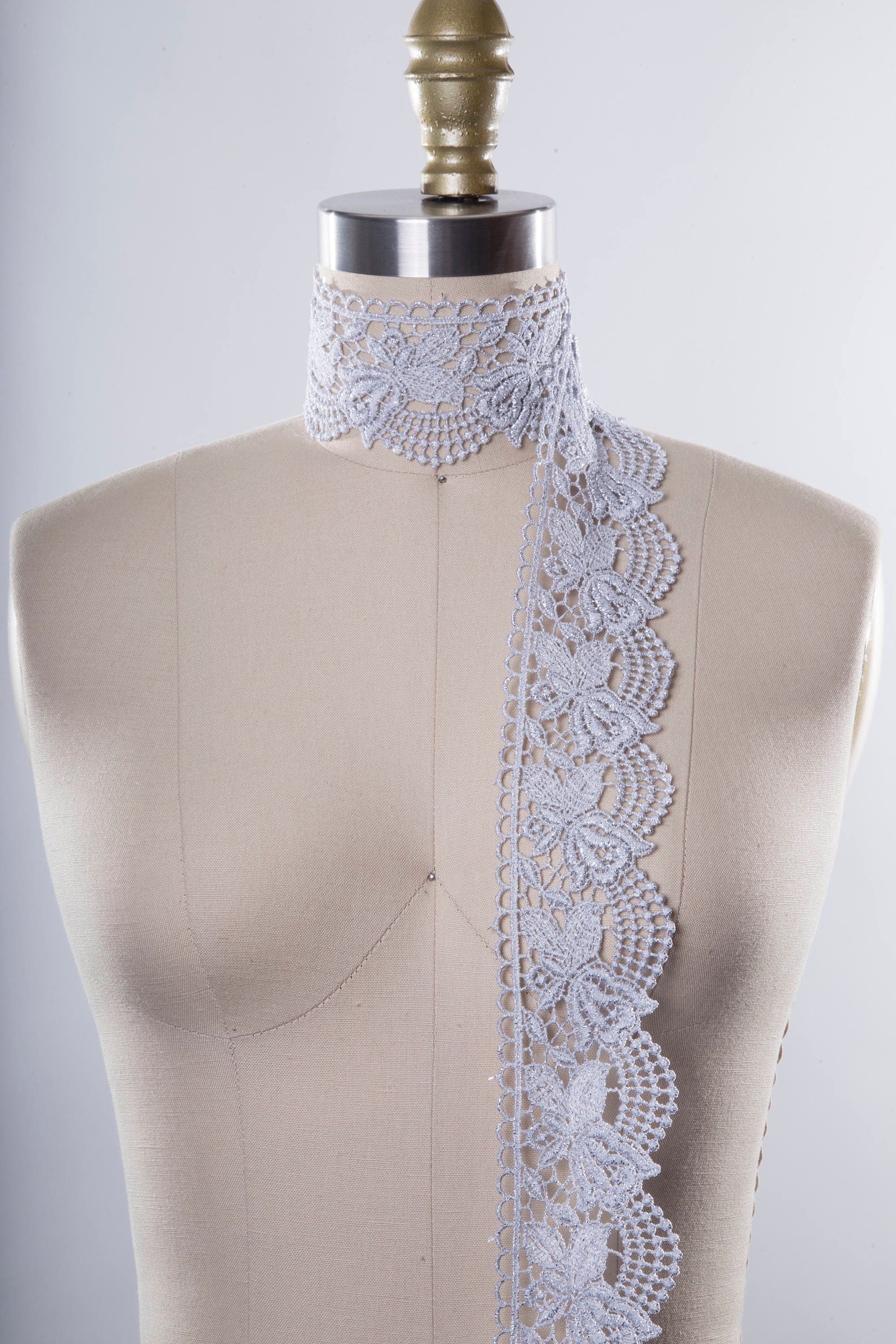 Silver Lace Trim Metallic Silver Venice Lace Glam With Rose | Etsy