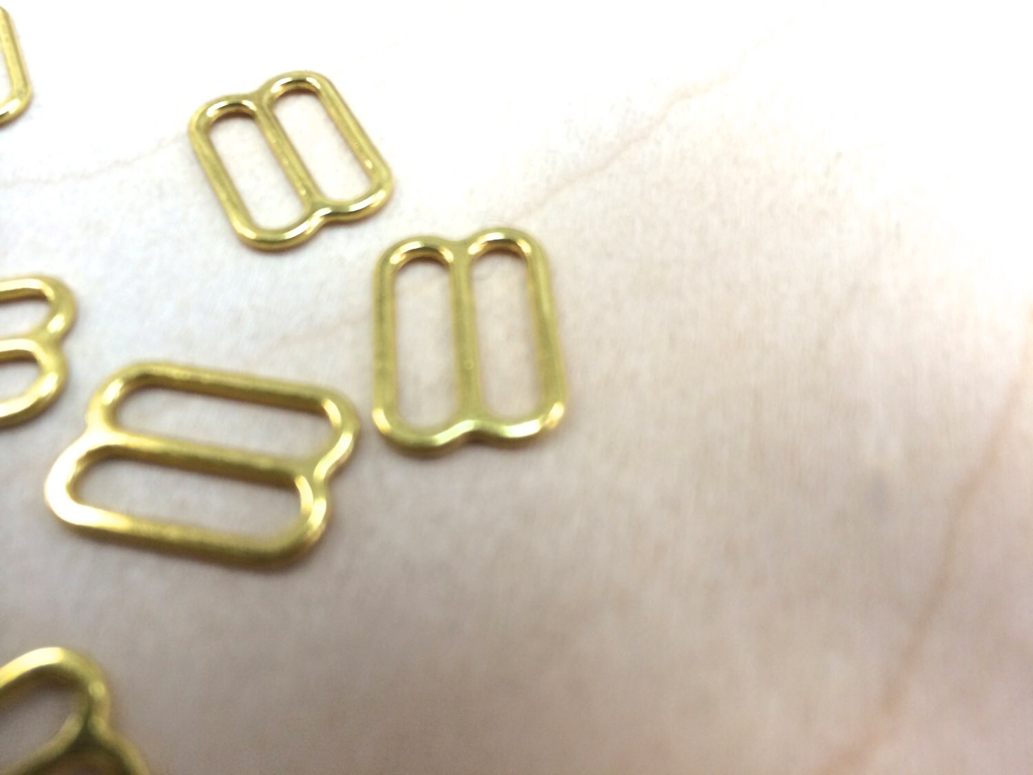 1 Dozen 1/2" Gold Strap Adjuster, Slider for Bras or Swimwear. Yellow ...