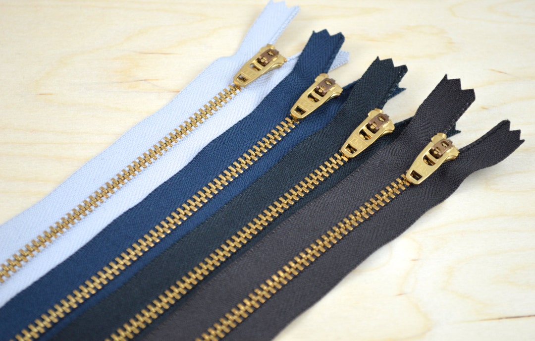 9" YKK Gold Metal Zipper: Non Separating 45U - Made in USA - Etsy