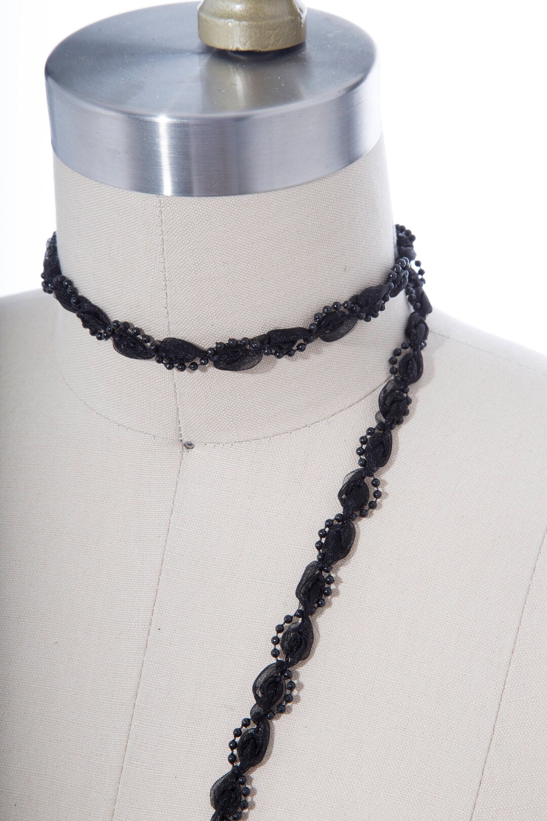 Black Pearl and Chiffon Trimming. 2 YARDS Black Pearl Beading. Perfect ...