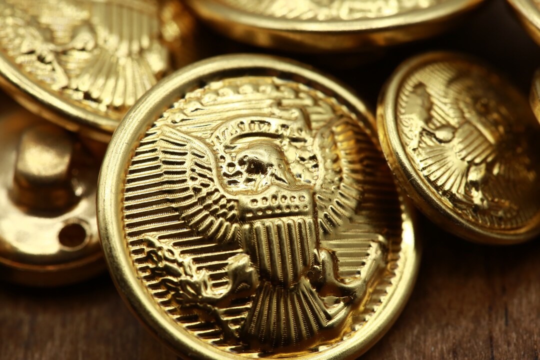 Gold Clothing Button 4 PIECES Free Fighting Eagle 36L 23mm 15/16" 24L ...