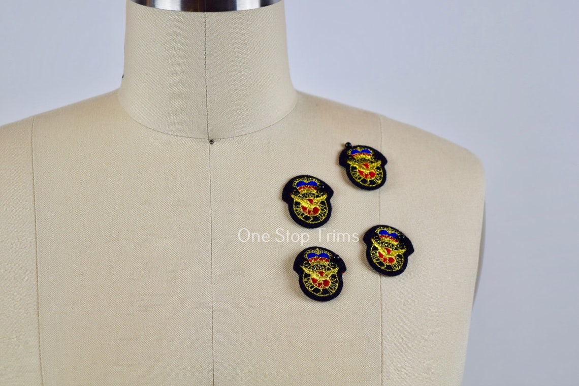 Small Emblem Patch/ Small Semi Circle Crest Patch Black Gold - Etsy