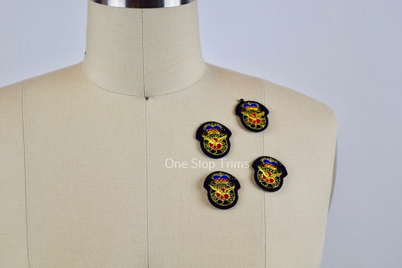 Small Emblem Patch/ Small Semi Circle Crest Patch Black Gold - Etsy