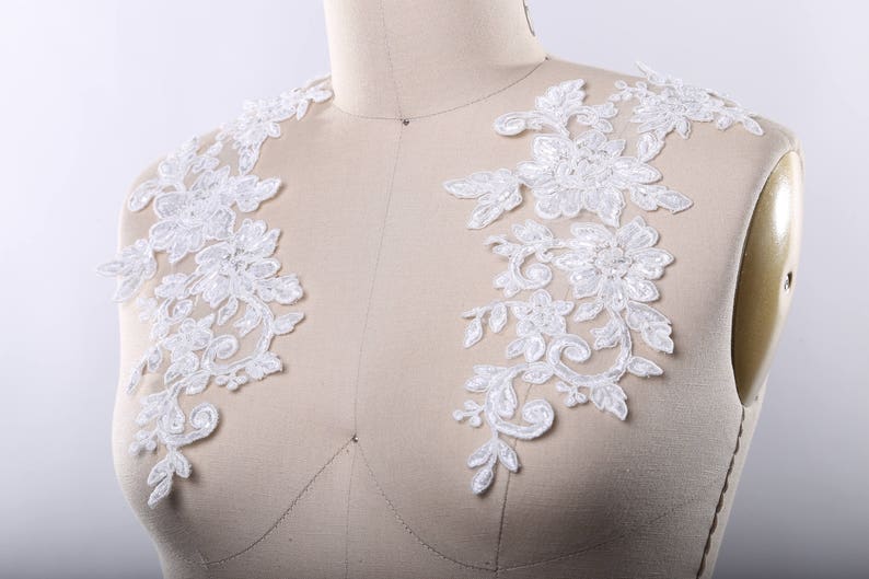 Ivory Applique White Applique/ White Beaded Applique Profoundly Beaded ...