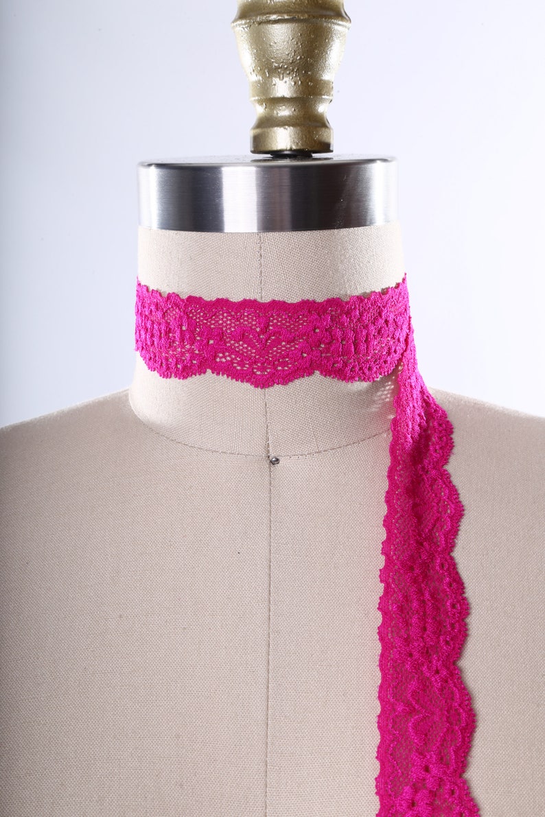 Hot Pink Stretch Lace 2 Yards Blazing Hot Pink Magenta Stretch Lace ...