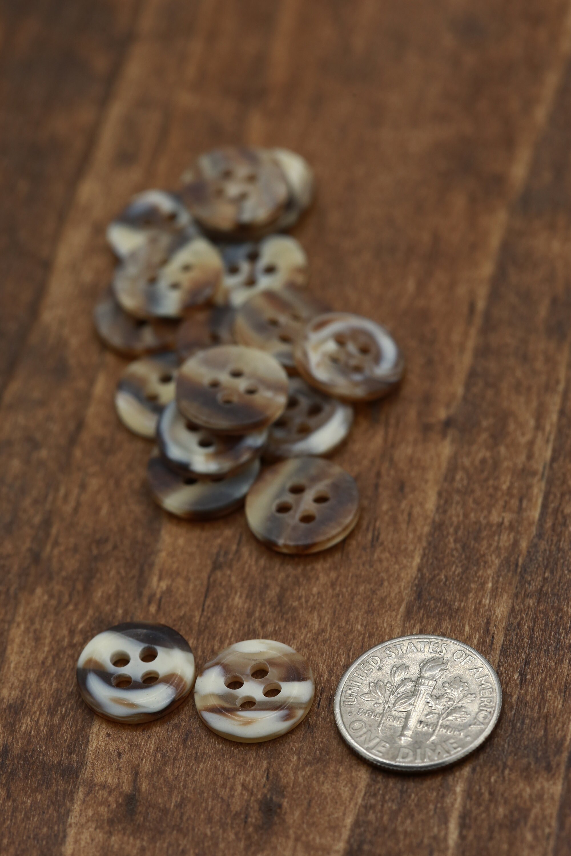 Small Tortoise Brown Button 1 Dozen Four Holes Ideal for - Etsy