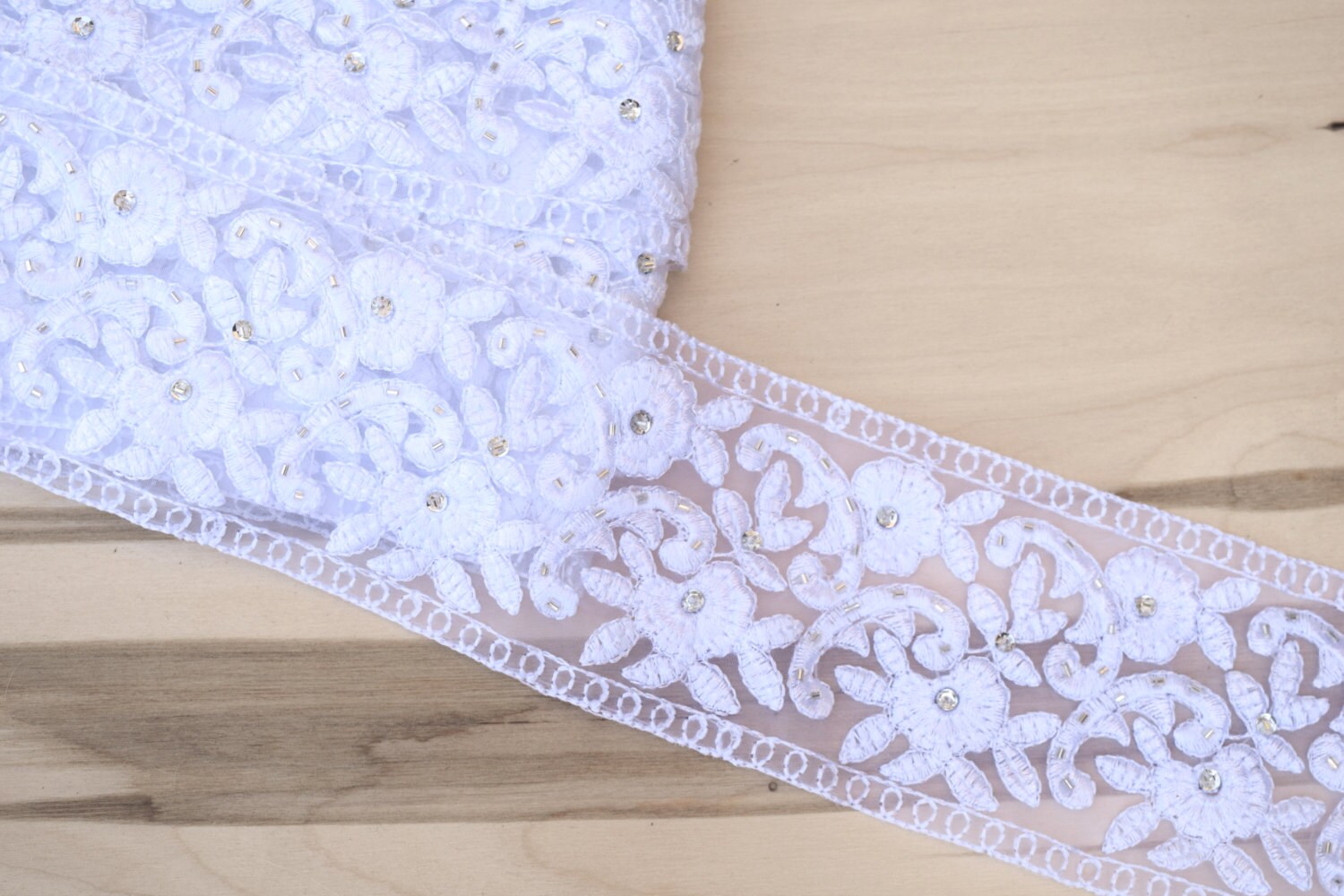 White Lace Trim White Bridal Lace Ribbon Trim. Embroidery | Etsy