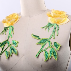 Yellow Flower Patch Pineapple Yellow Rose Appliqué Embroidery Yellow ...