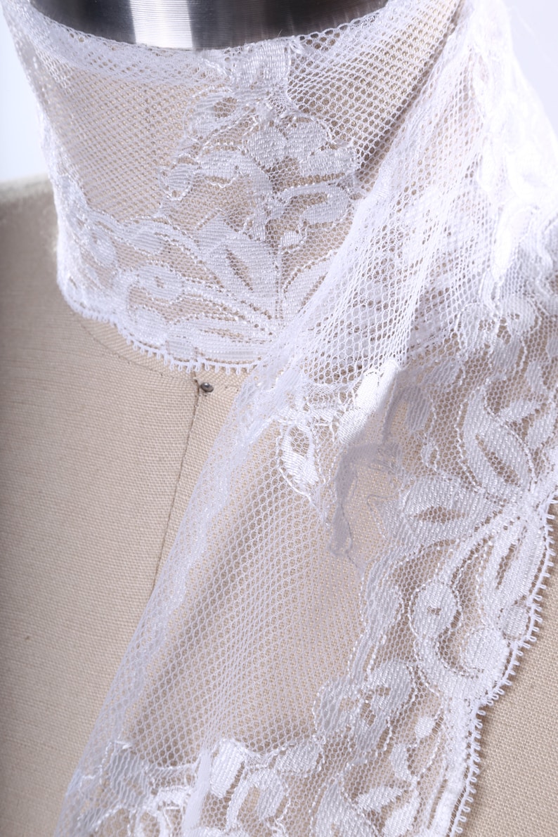 2 Yards White Polyester Lace Trim. White Netted Bridal Lace - Etsy