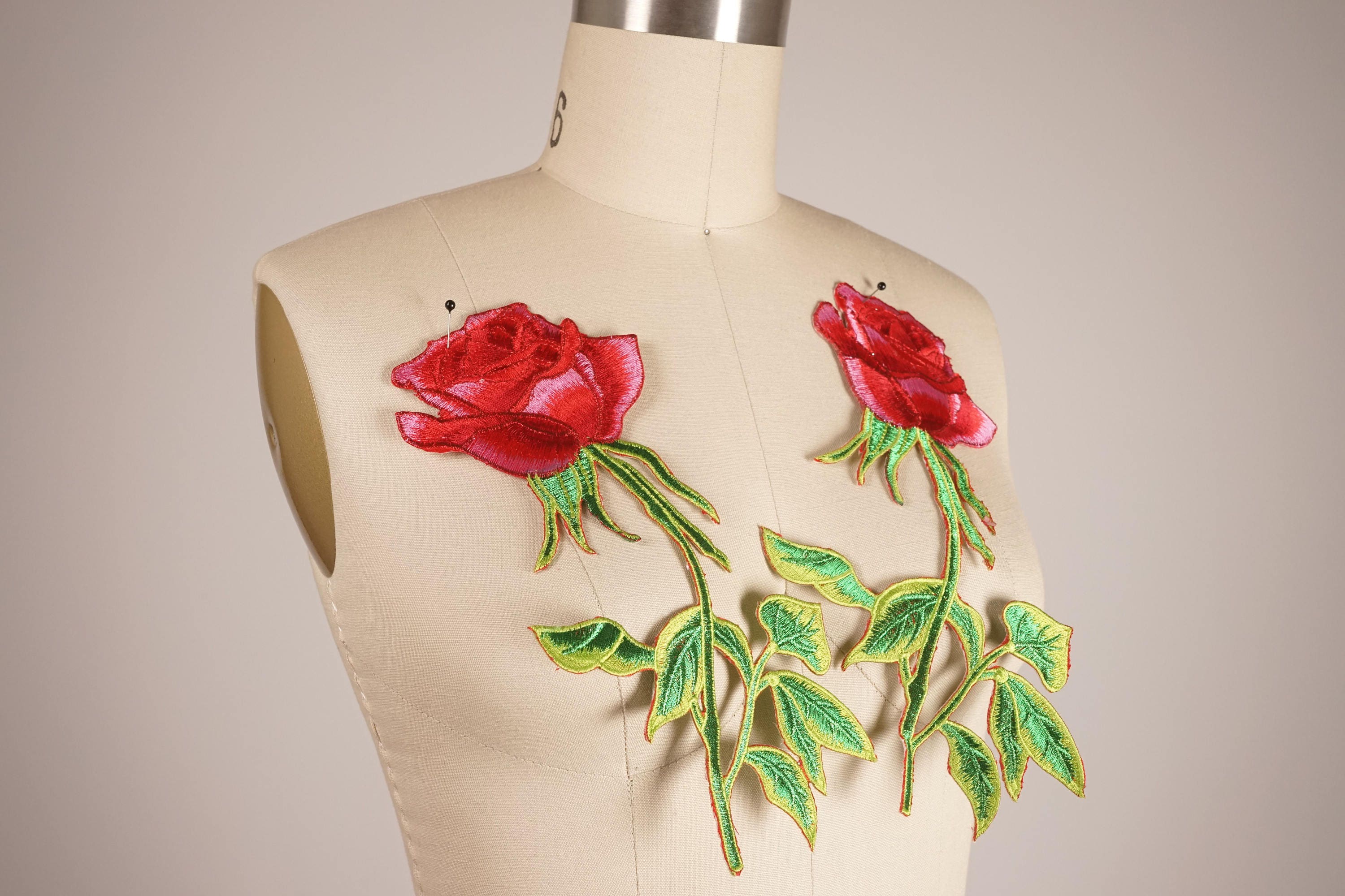 Rose Patch Red Rose Embroidery Patches Classically Timeless | Etsy