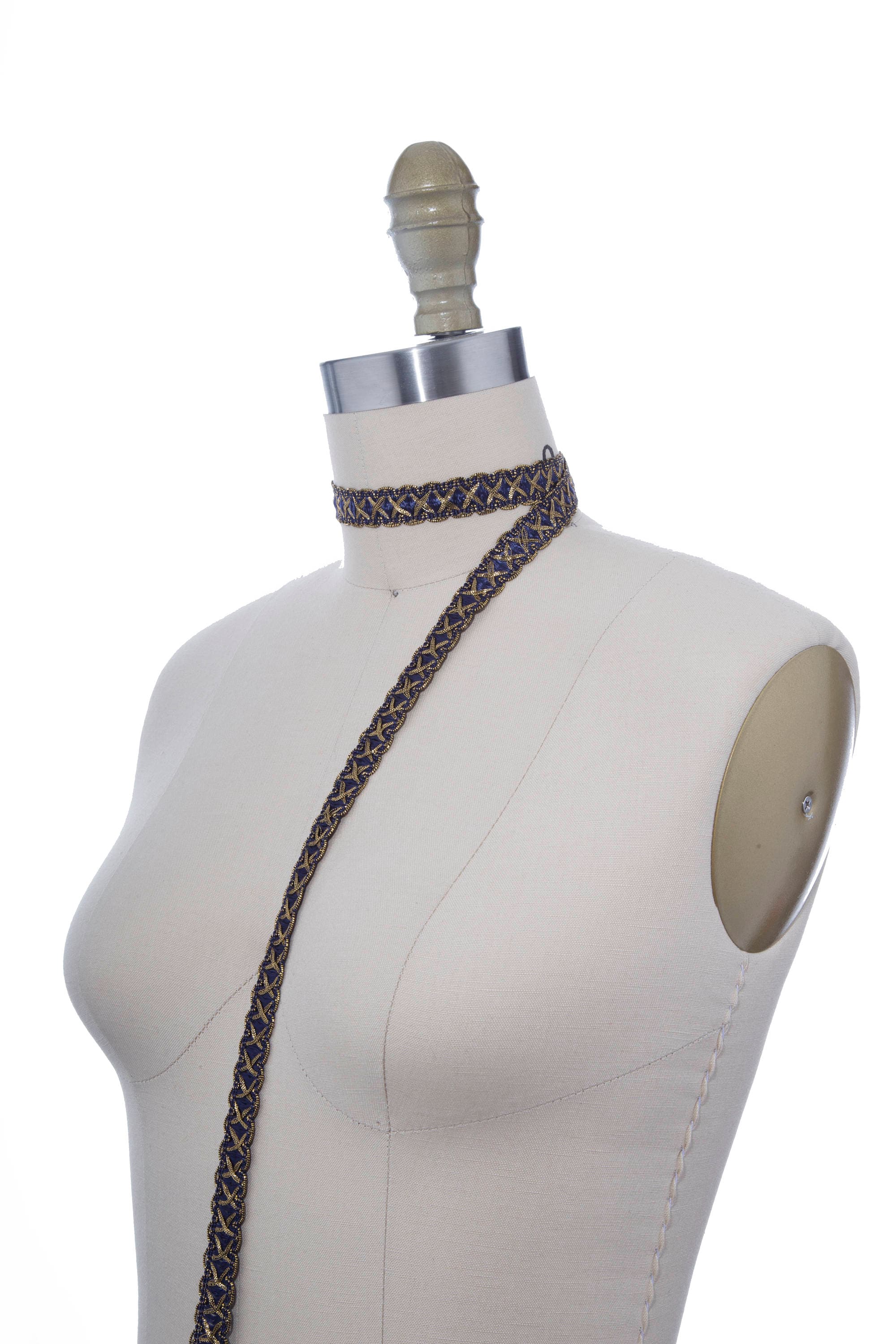 Navy Blue Upholstery Gimp 2 YARDS Gold and Navy Furniture Gimp Trim ...