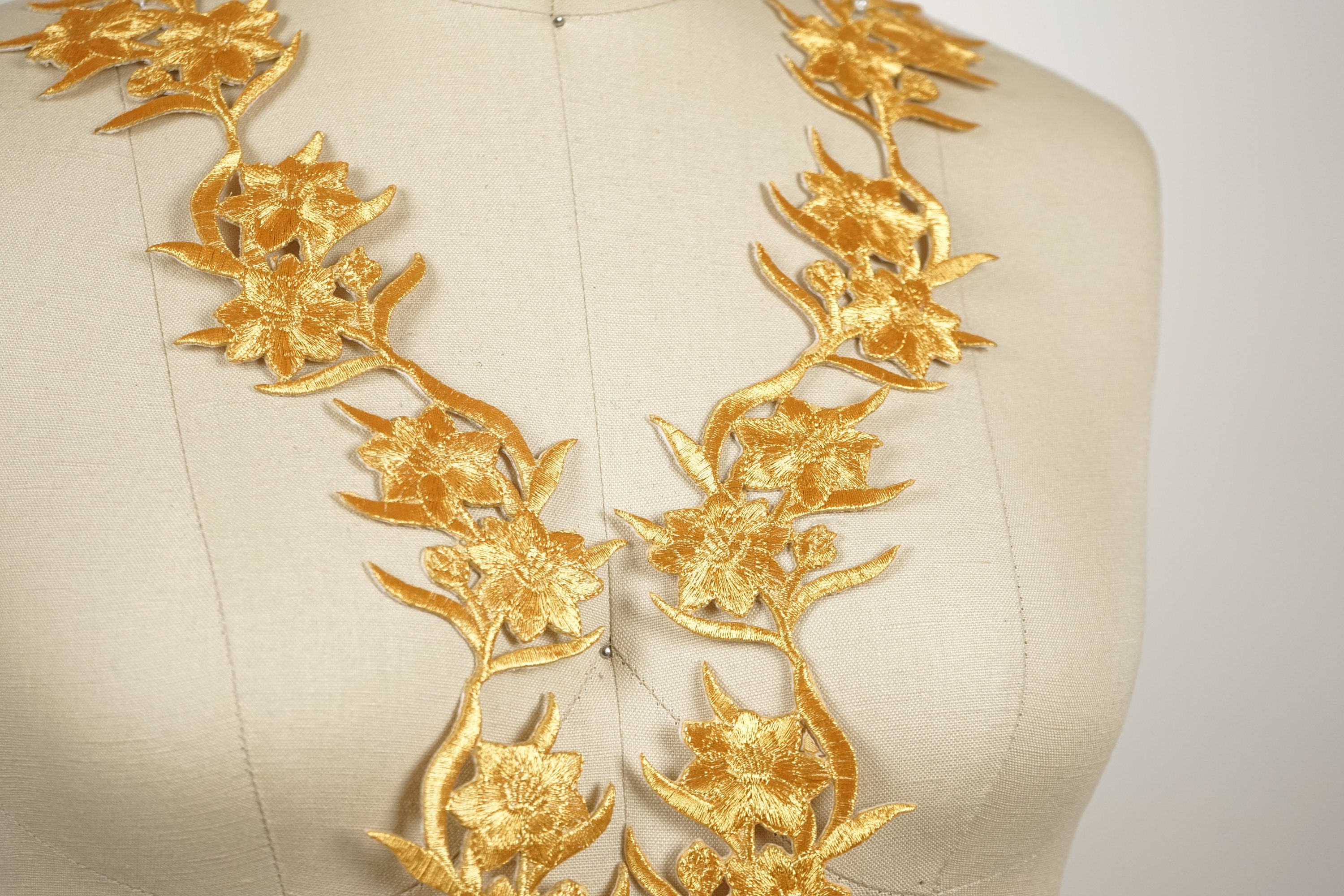 Gold Flower Patch/ Gold Flower Applique / Gold Rose Patch Long | Etsy