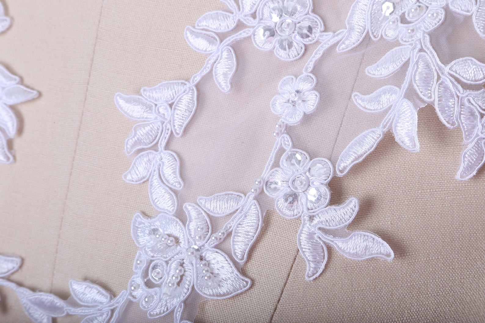 White Applique Bridal Applique White Applique/ White Beaded | Etsy