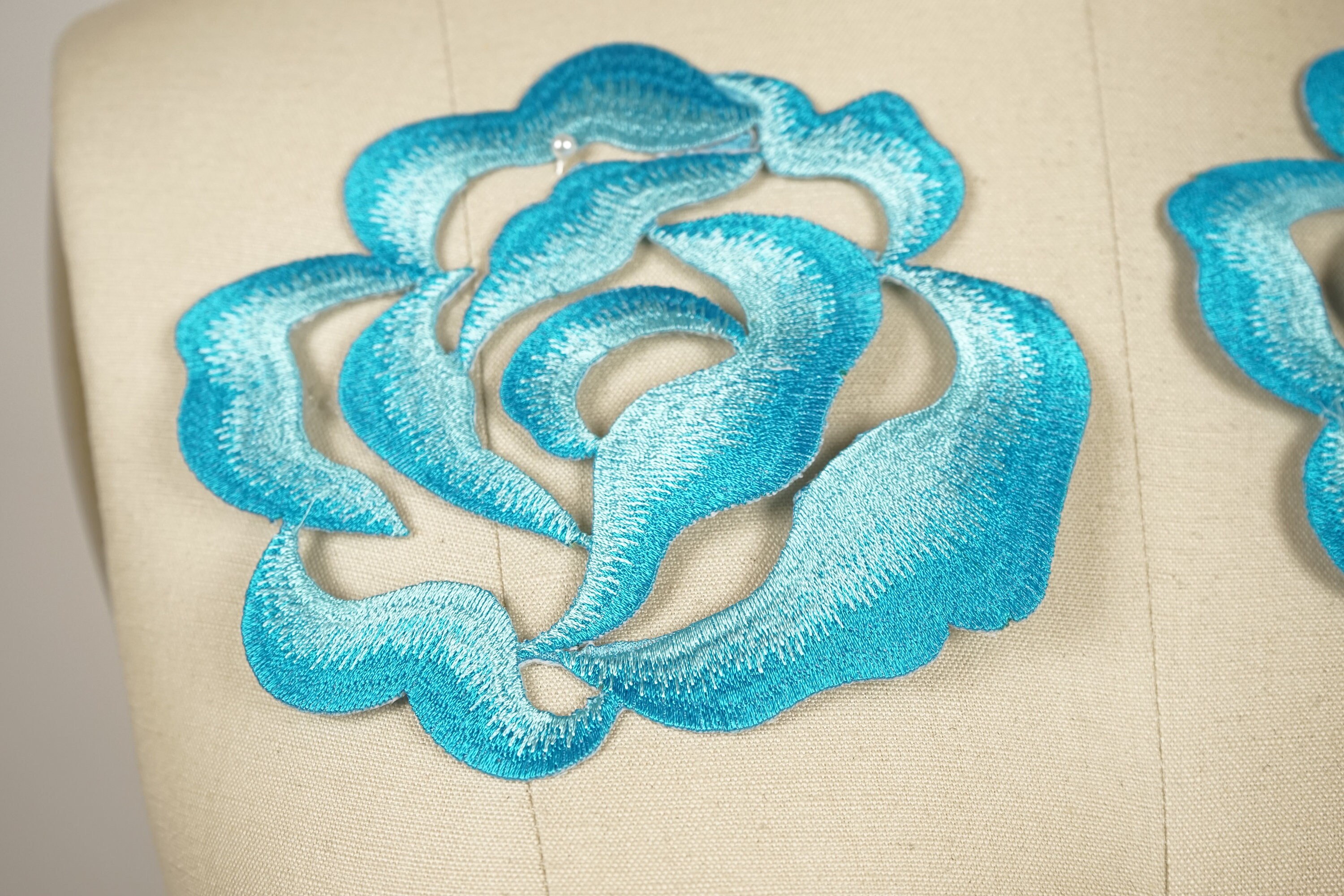 Blue Flower Patches 2 Pieces / Blue Embroidery Flower | Etsy