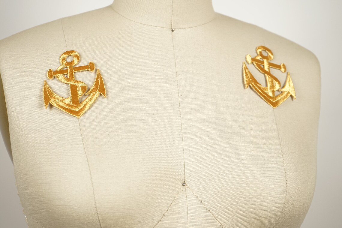 Gold Anchor Patch 3 Nautical Themed Embroidery Patch/ | Etsy
