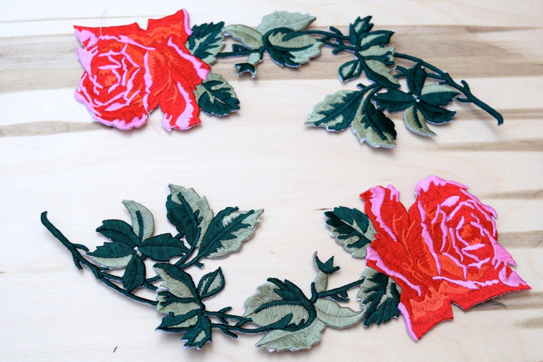 Red Rose Patches 2 PIECES Embroidery Patches Classically Timeless ...