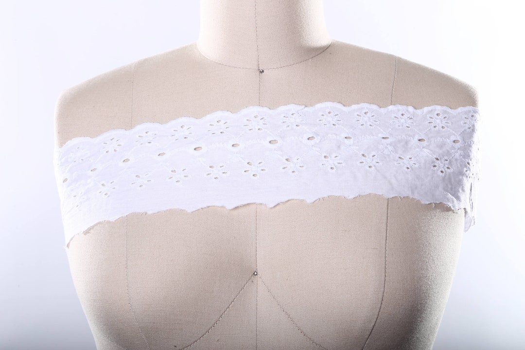 Wide White Cotton Eyelet Lace Trimming 4" / Scalloped Edges/ Excellent ...