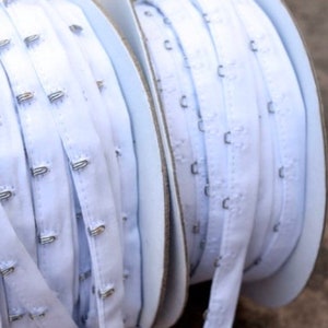 White on White Hook and Eye Tape Set on Cotton Trim With Matching Hooks ...