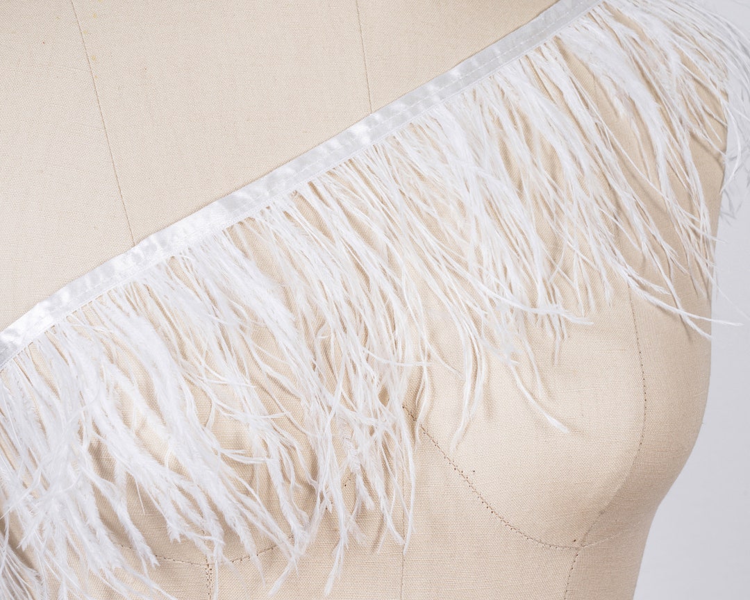 White Feather Fringe Made of Natural Ostrich Feathers Trimming With ...
