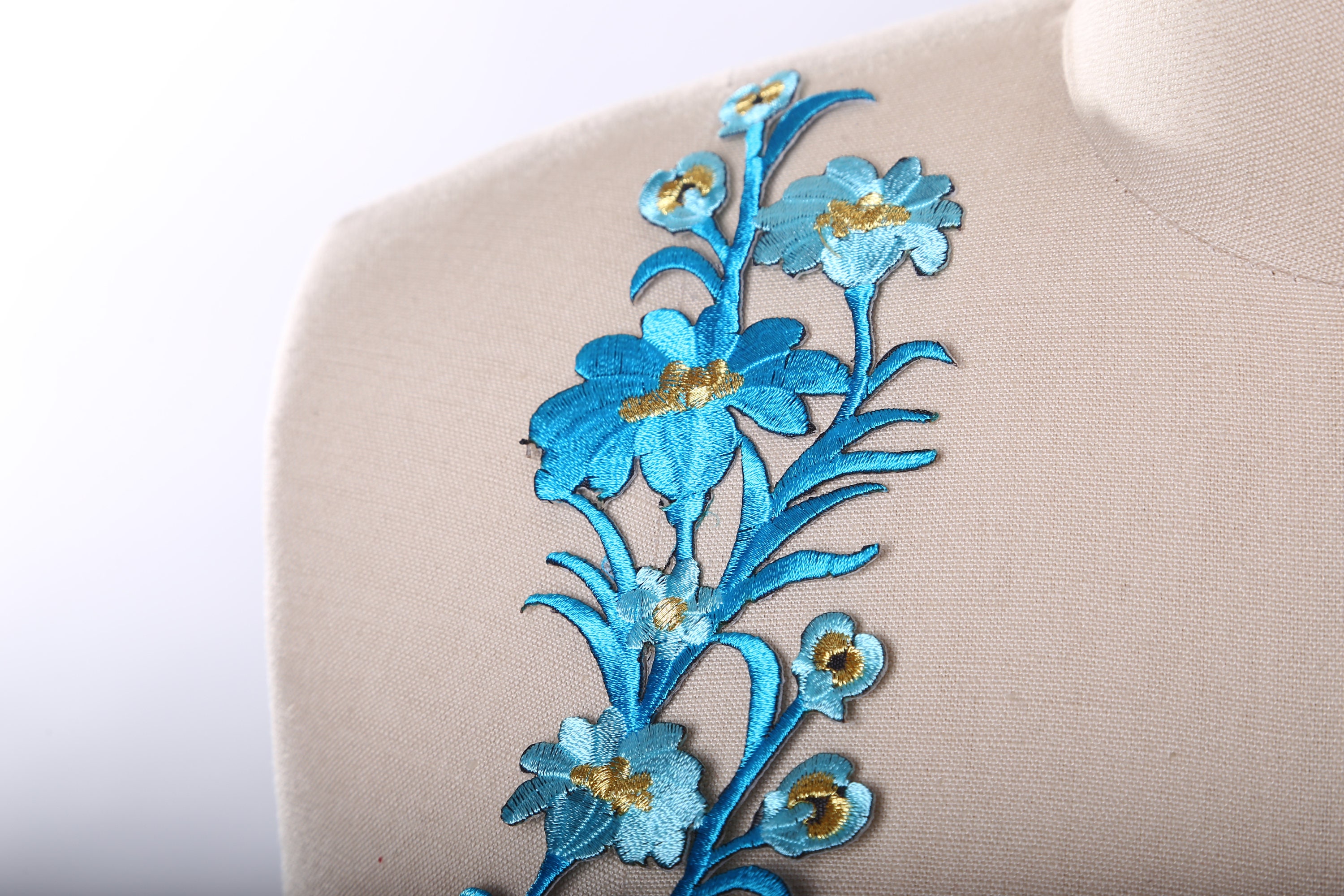 2 Blue Flower Patch/ Blue Embroidery Flower Electric Blue | Etsy