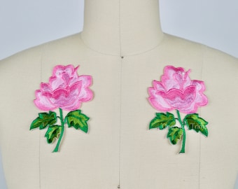 Pink Rose Patch Flower Applique Birds of a Feather Dramatic - Etsy