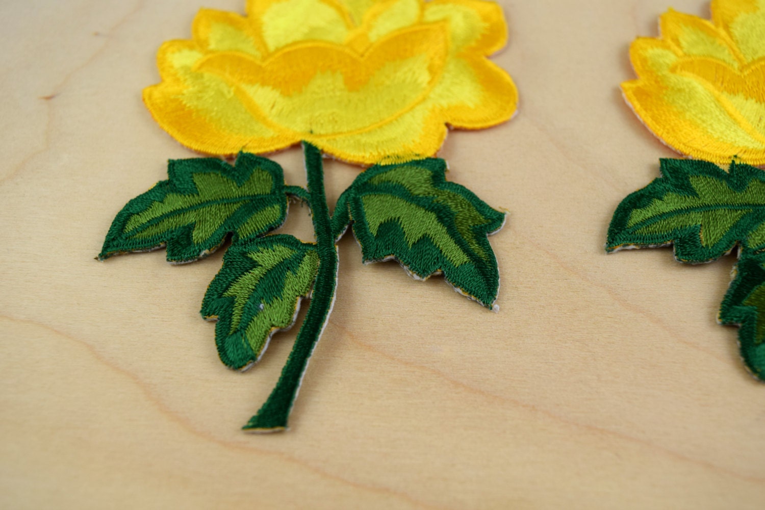 2 Yellow Rose Flower Patches Embroidery Flower Applique | Etsy