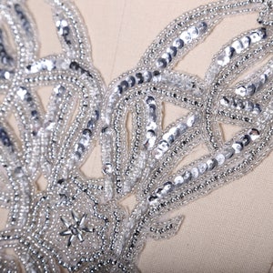 Silver Applique/ Silver Beaded Applique/ Silver Collar Applique ...