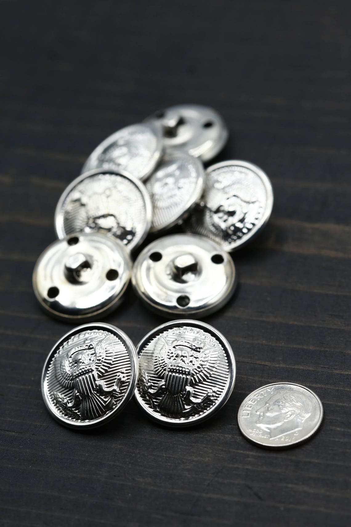 Silver Aluminium Buttons/ Aluminium Buttons/ Silver Button/ 36L 23mm 15 ...