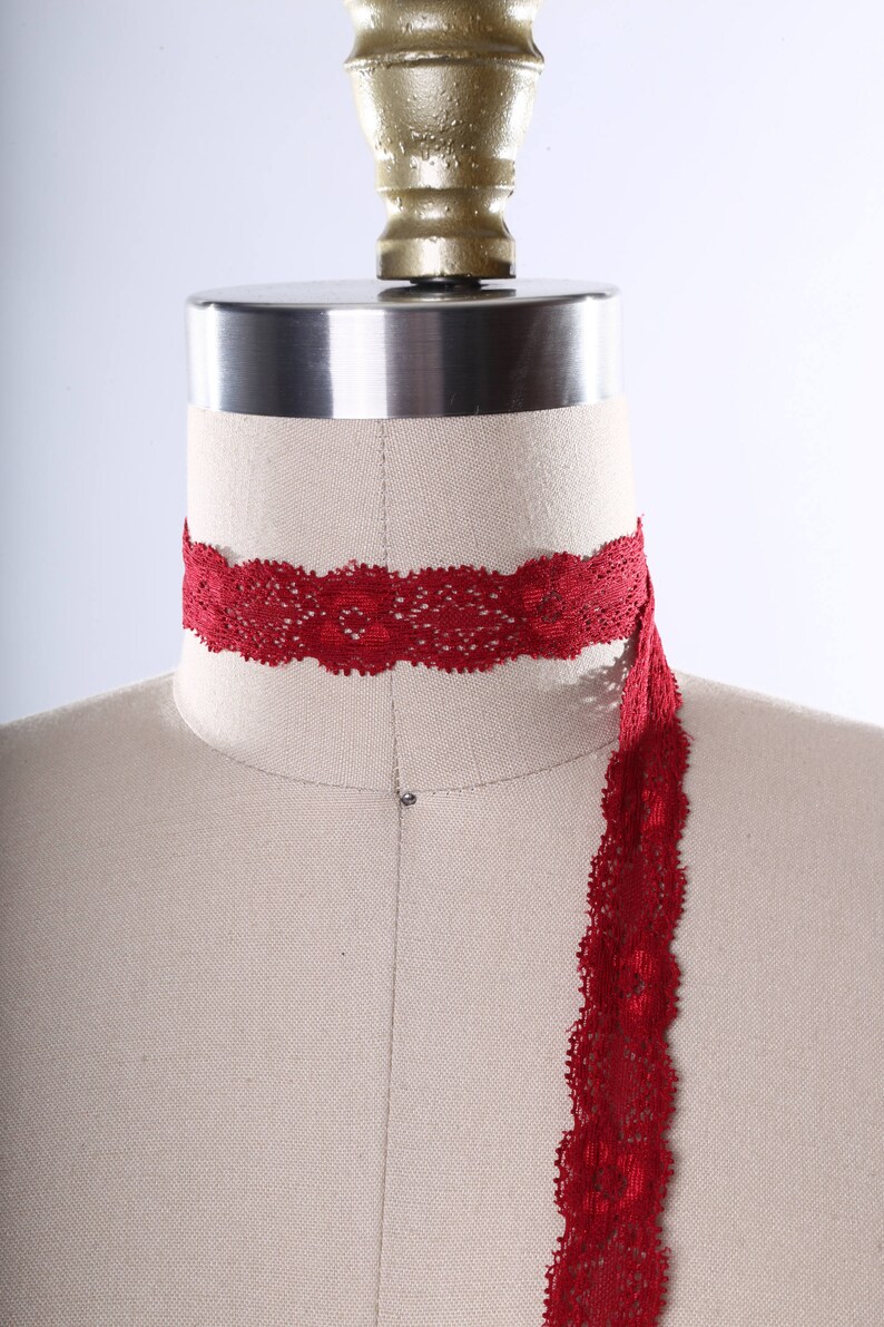 Red Stretch Lace Trim 2 YARDS 7/8 Crimson Red Stretch - Etsy