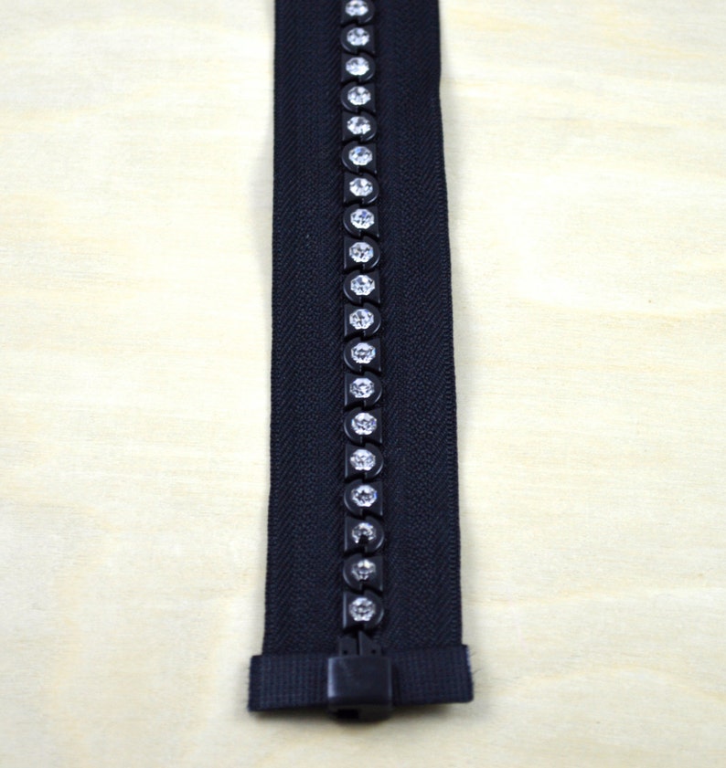 Rhinestone Separating Zipper: Black, Red, White - 24-28