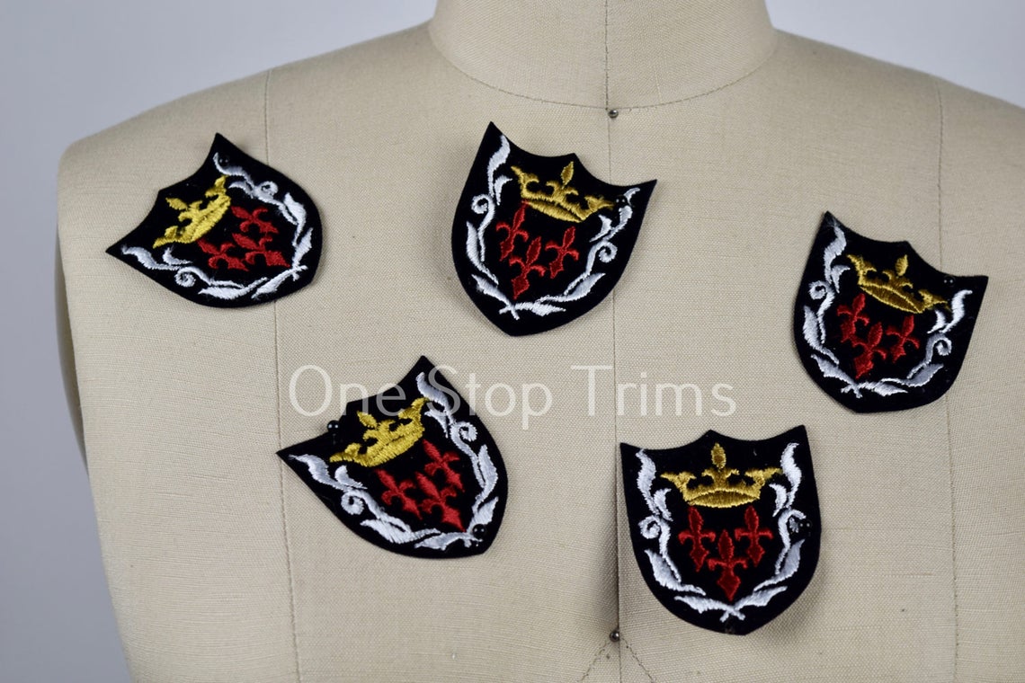 Black Crest Patch Labana Royal Black White Red and Gold Crest - Etsy