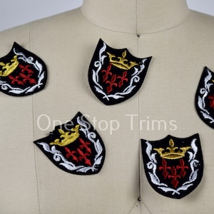 Black Crest Patch Labana Royal Black White Red and Gold Crest Patch ...
