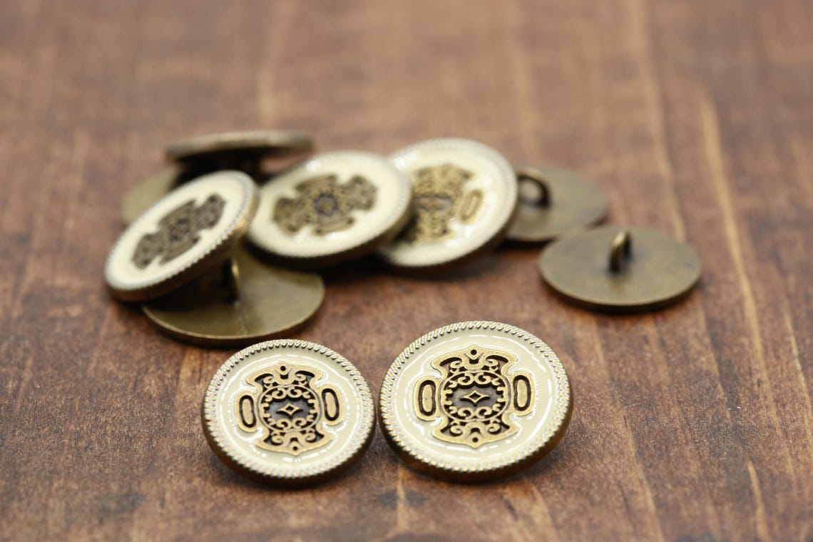 Brass Metal Button 4pcs Creamy Dreamy Antique Brass Metal | Etsy
