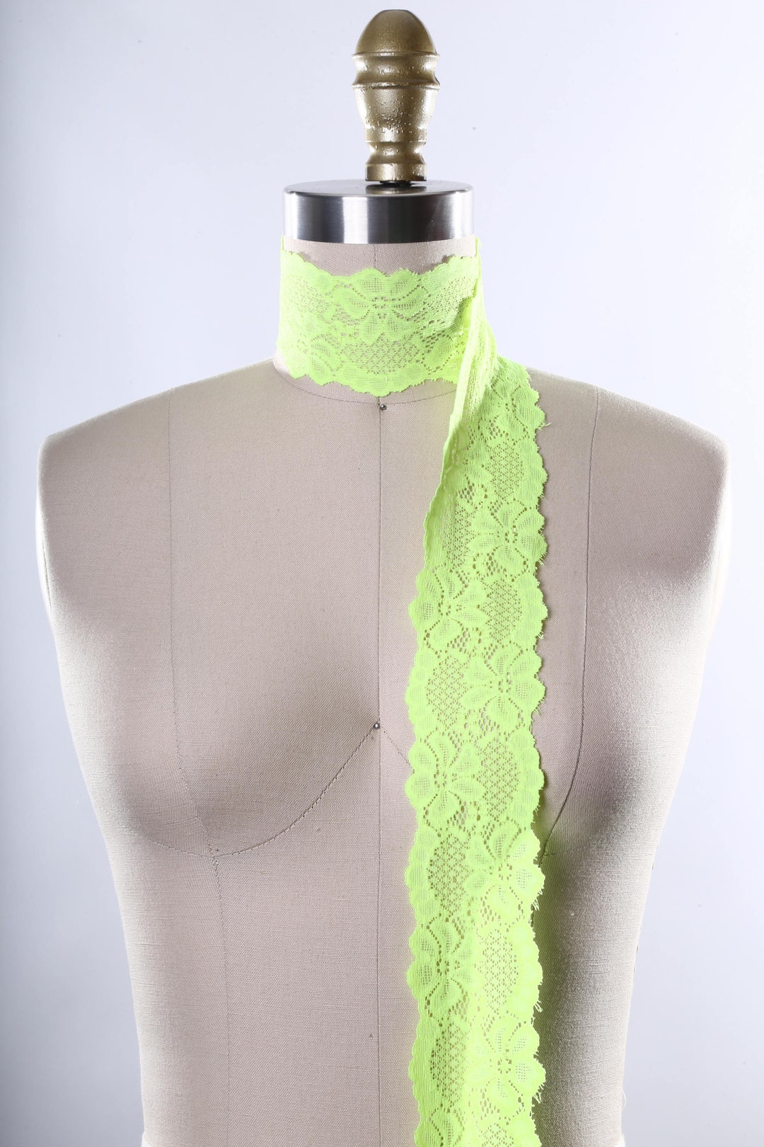 Neon Green Stretch Lace Trim: Hand-dyed Elastic Lace, 2 Yards - Etsy